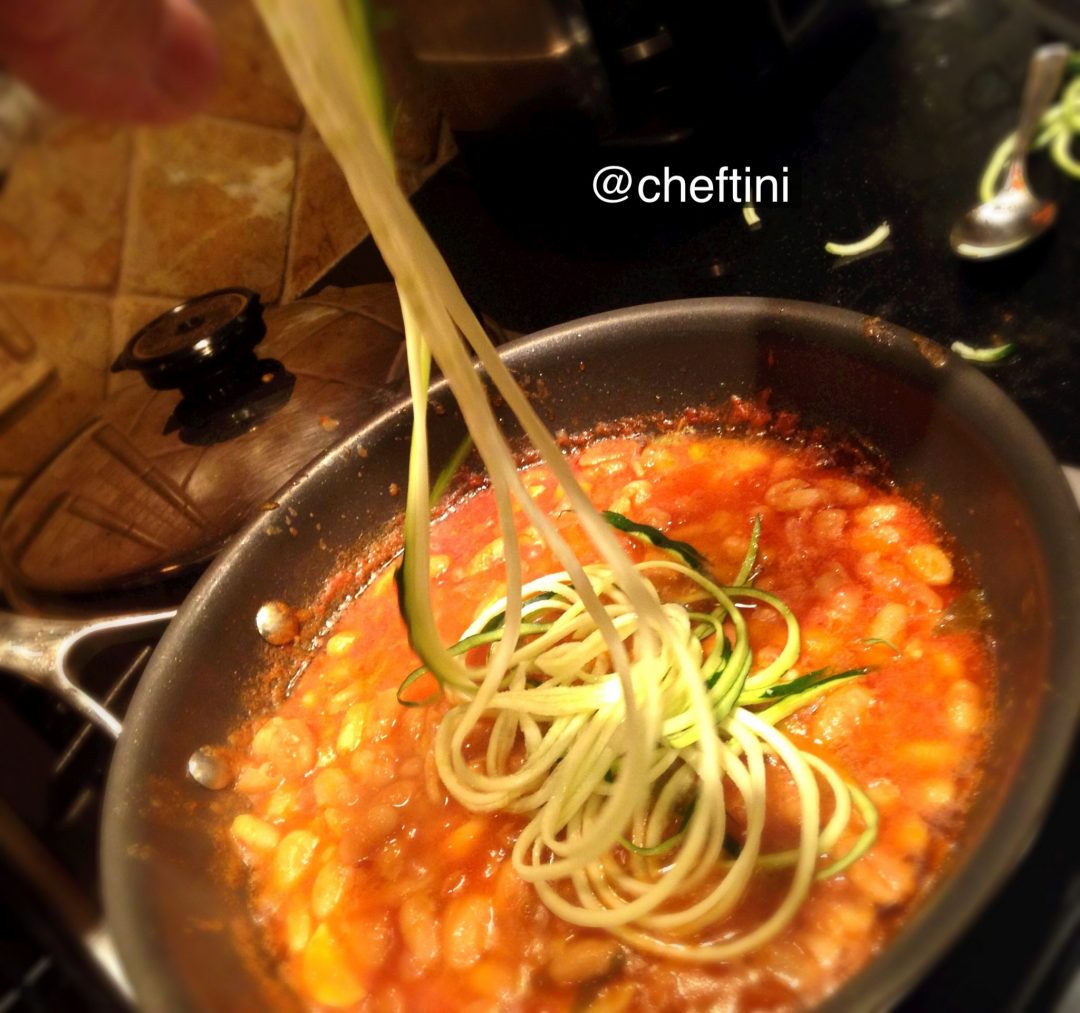 Spiral Zucchini Spaghetti with White Beans - Cheftini