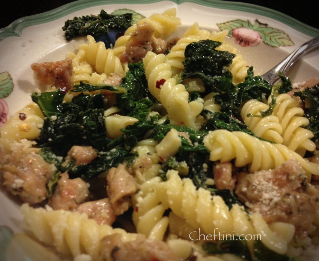 Fusilli with Kale and Chicken Sausage - Cheftini