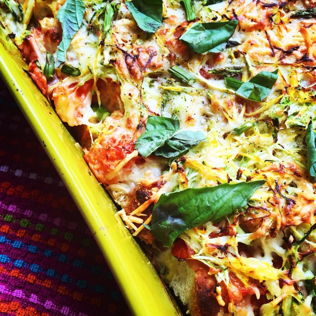 "Gluten Free" Three Cheese Veggie "Strata". - Cheftini