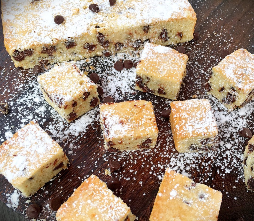 Vanilla Chocolate Chip Cake Squares - Cheftini
