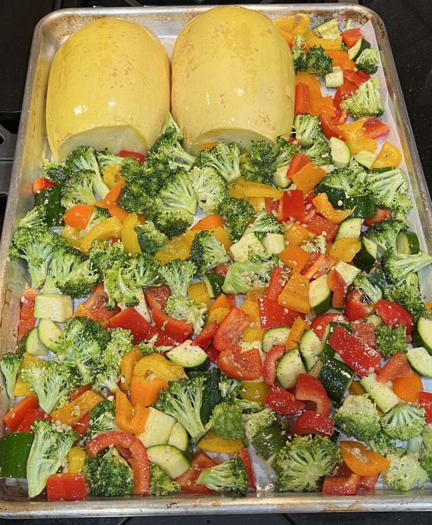 Sheet Pan Roasted Vegetable Spaghetti Squash - Cheftini